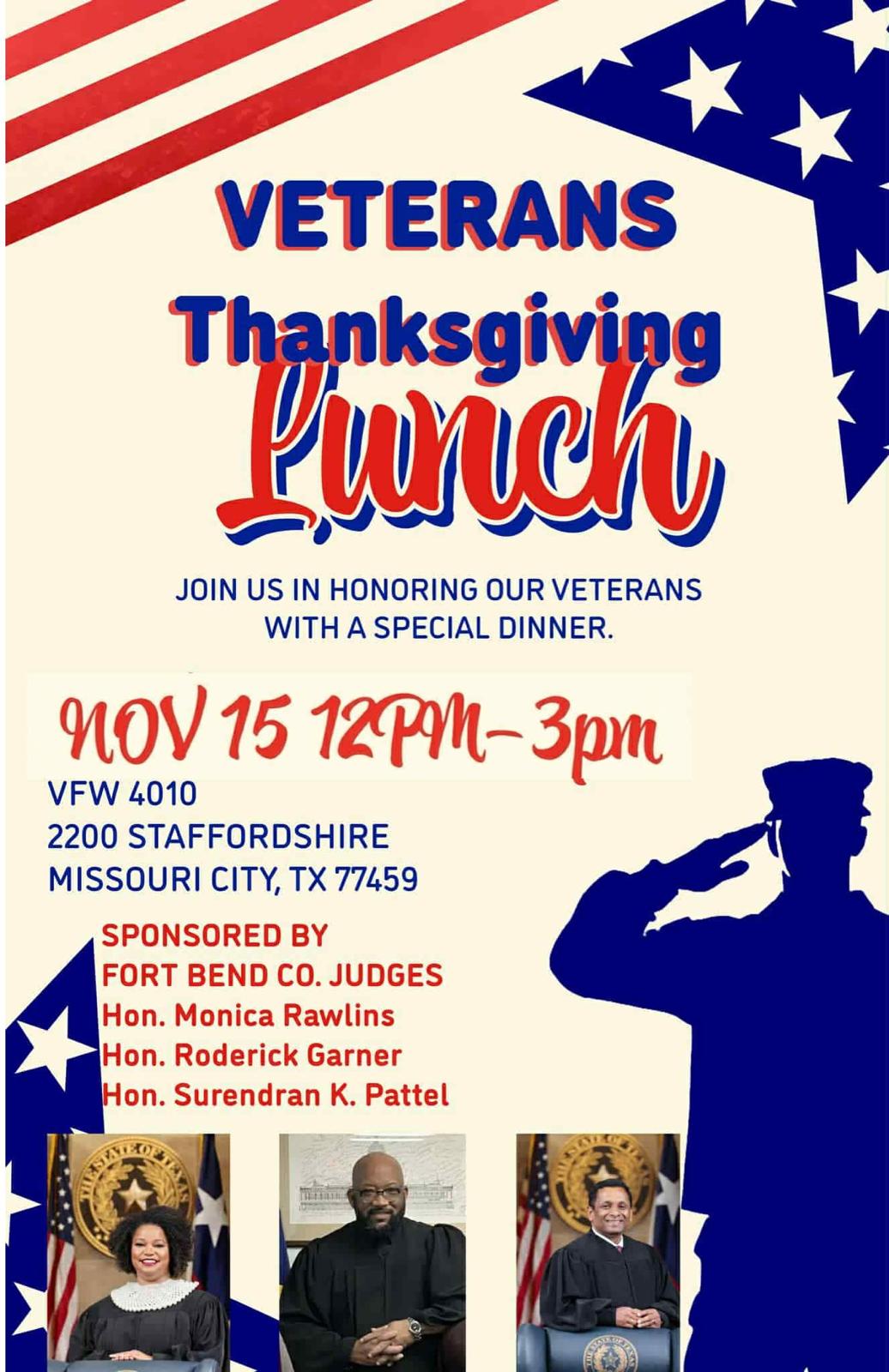Veteran's Thanksgiving Lunch - Fort Bend County Democratic Party